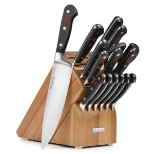 wusthof classic 16-piece knife block set (acacia block)