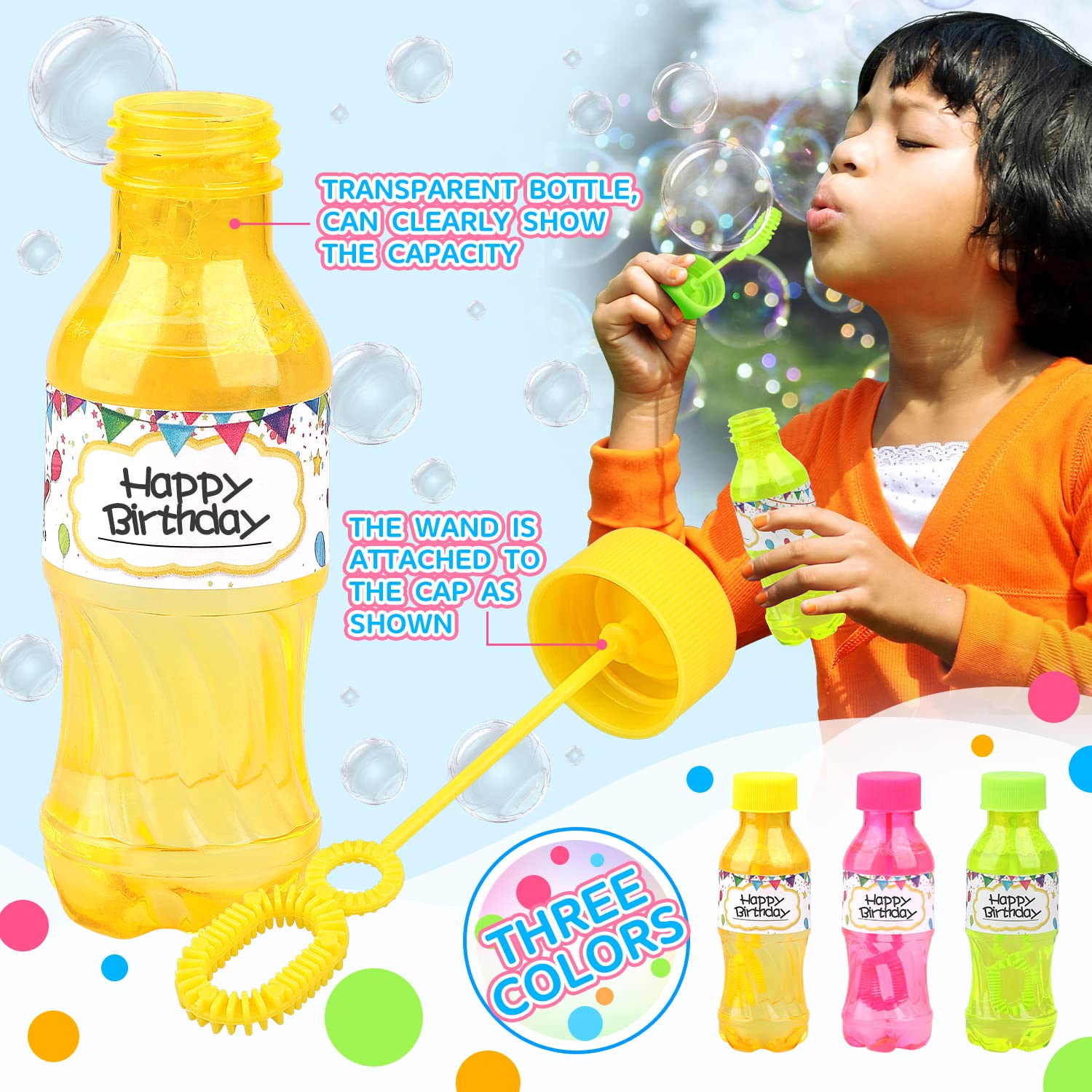 TOY Life 24 Bubble Bottles with Wands, Bubbles Party Favors for Kids, Bubble Bulk with Bubble Solution, Easter Goodie Bag Stuffers Wedding Birthday Summer Party Supplies, Outdoor & Indoor Activity