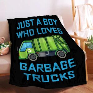 boy who loves garbage trucks blanket soft blankets and throws flannel cozy lightweight quilt gift perfect for bed sofa couch-50 x40 small for kids