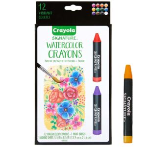 Crayola Signature Premium Watercolor Crayon Sticks & Paintbrush, 12 Count, Gift