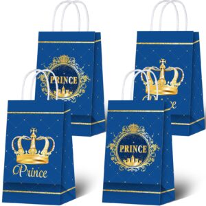 16 pack prince party gift bags prince theme birthday party treat bags blue candy goodie bags kraft wrap bags with handles for boys kids birthday baby shower party favors supplies