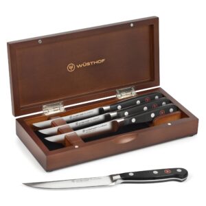 wusthof classic steak knife set with wood case (4 piece)