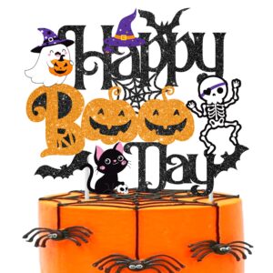 halloween happy boo day cake topper glittery halloween little boo party cake topper halloween baby shower decoration for spooky house ghost bat pumpkin theme birthday party baby shower supplies