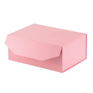 packgilo 1pcs pink gift box 9.5x7x4 inches, sturdy gift box with lid for gift packaging, foldable magnetic closure storage boxes, bridesmaid proposal box, rectangle collapsible box