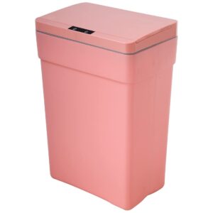 kitchen trash can, 13 gallon plastic kitchen trash, can 50 liter automatic touch free high-capacity garbage can with lid for bedroom bathroom home office, pink