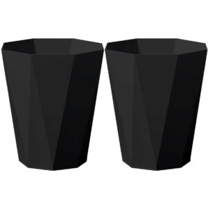 weecron trash can bathroom waste basket plastic diamond shape 2.6 gallon (2 pack, black)