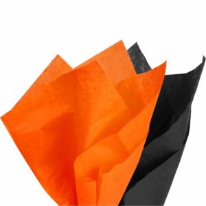 pmland gift wrapping tissue paper - black and orange- 20 inches x 26 inches 60 sheets