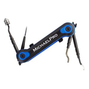 michaelpro mp009068 universal 4-in-1 deburring tool set with multi blades, handy & portable deburring kit with 4-in-1 blades for steel/stainless steel, aluminum, plastic, cast iron- black/blue