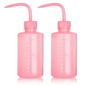 tattoo wash bottle- melphoe 2pcs 250ml water squirt bottle succulent watering, safety rinse bottle watering tools, tattoo supplies, irrigation squeeze sprinkling can wash plant bottle (pink)