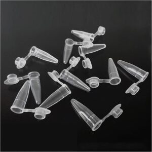 uuyyeo 500 pcs 0.2 ml plastic microcentrifuge tubes clear mini mirco test tubes snap cap tube test vials with lids