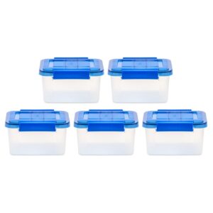 iris usa 5pack 6.5qt weatherpro airtight plastic storage bin with lid and seal and secure latching buckles