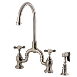 kingston brass ks7798bexbs essex bridge kitchen faucet, brushed nickel