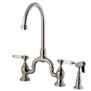 kingston brass ks7798bplbs bel-air bridge kitchen faucet, brushed nickel