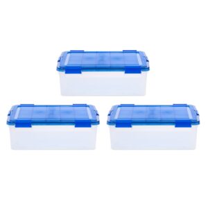 iris usa 3pack 41qt weatherpro airtight plastic storage bin with lid and seal and secure latching buckles