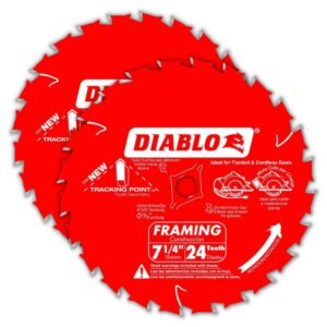 diablo 2-pack of 7-1/4 inch x 24 tooth framing circular saw blades - d0724vpx