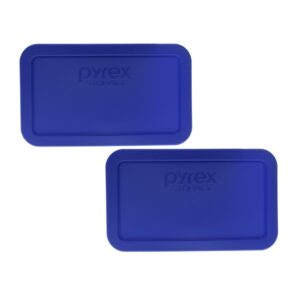 pyrex 7214-pc 4.8 cup cadet blue lids- 2 pack made in the usa