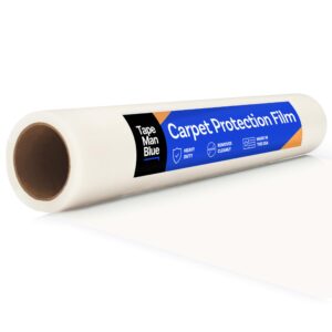 carpet protector film 30" x 200' roll. made in the usa! easy unwind, clean removal, strong and durable carpet protector. clear, self-adhesive surface protective film.