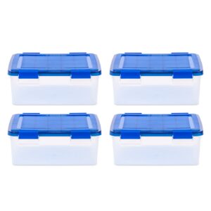 iris usa 4pack 30qt weatherpro airtight plastic storage bin with lid and seal and secure latching buckles