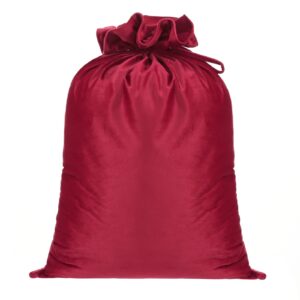 embrunioice christmas velvet santa sack, reusable drawstring plush large christmas gift bag for new year christmas party supplies favors(wine red)