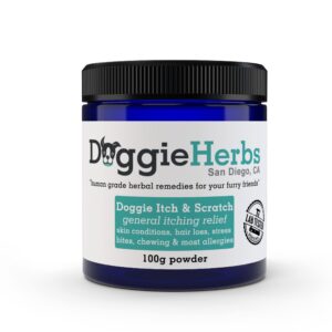 doggie itch & scratch – dog itching relief & canine allergy anti-itch relief supplement by doggie herbs 100g