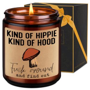 leado kind of hippie kind of hood scented candles, hippie room decor - hippie gifts, boho gifts for women, men - funny birthday, christmas, hippy gifts for hippie friends, bestie, bff, her