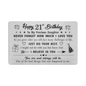 falogije 21st birthday card gifts for daughter, birthday gifts for 21 year old daughter, engraved metal wallet card