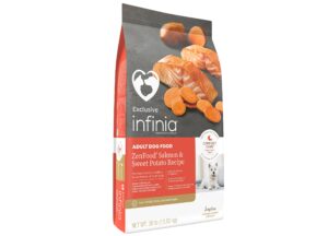 infinia | grain free adult dog zenfood salmon & sweet potato comfort care digestive health blend dog food | 30 pound (30 lb) bag