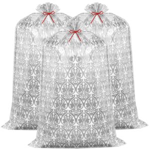 zonon 3 pcs 56'' jumbo silver gift bag extra large christmas gift bags xxl large plastic gift bags for presents giant wedding gift bag plastic christmas gift bags for party favors gift wrap