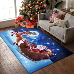 christmas blue area rugs christmas santa claus elk carpet for living room bedroom floor mat throw rug 59x40 inch