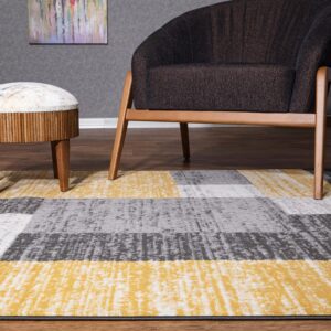 Rugshop Oslo Modern Geometric Boxes Area Rug 7'10" x 10' Yellow