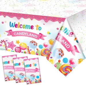 3 pcs candyland party decorations candyland tablecloth candy theme plastic table cover candy land lollipop decorations for birthday baby shower candy land christmas party supplies