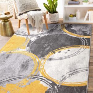 rugshop evora contemporary modern circles area rug 5' x 7' yellow