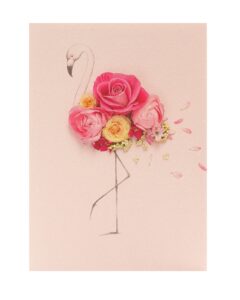 uk greetings birthday card for her - birthday card for friend - into the meadow - pink floral flamingo