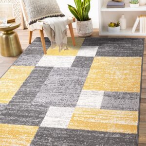 Rugshop Oslo Modern Geometric Boxes Area Rug 7'10" x 10' Yellow