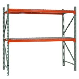 shelving inc. 48" d x 144" w x 120" h - 2-tier teardrop pallet rack starter unit - 6" h beams, weight capacity 7160lbs per beam level