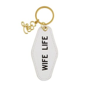 santa barbara design studio wedding collection vintage motel key ring hotel keychain, 3.5" long, wife life