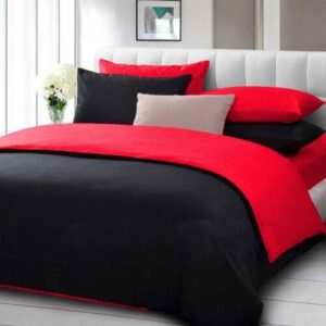 xtream fabric 100% cotton 800 tc reversible duvet cover set king/california king size (black/red) 3 piece set, 1 reversible zipper closure duvet cover and 2 pillowcase