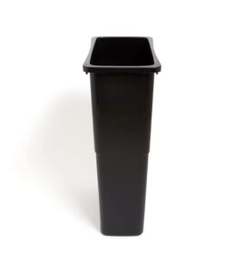 slim plastic trash can with no lid, black, 23 gal.