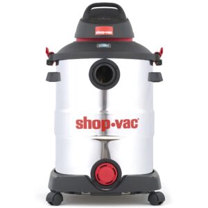 shop-vac 5989505 12 gallon wet/dry vacuum, 5.5 peak hp, svx2 motor, stainless steel tank, 2.5 inch diameter x 8 ft hose, 20 ft cord, blower feature with accessories