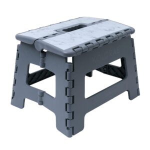 kolorae step stool - opens easy with one flip. with easy to carry handle. 14 inch. great for kitchen, bathroom, or bedroom. non-slip foldable stools for kids & adults up to 200 lbs