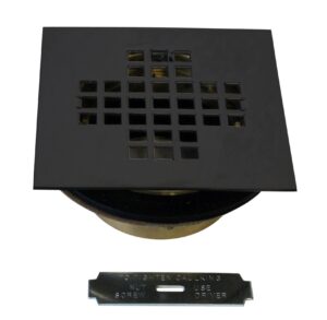 westbrass d206bs-62 4-1/4" square grate shower drain cover with 2" brass drain pipe, matte black