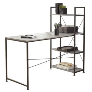 realspace® trazer 56"w computer desk with storage shelves, gray