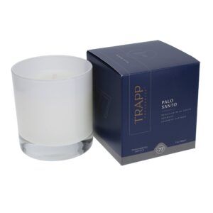 trapp - no. 77 palo santo - 7 oz. signature candle - aromatic home fragrance with earthy scent of peruvian palo santo, oakmoss, & kashmiri saffron notes - petrolatum wax