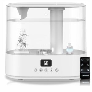 westinghouse humidifier and air purifier all in one combo with smart humidity sensor control for bedrooms with essential oil diffuser and remote, white