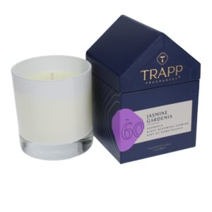 trapp - no. 60 jasmine gardenia - 7 oz. house box candle - aromatic home fragrance with floral scent of gardenia, night blooming jasmine, & hint of honeysuckle notes - petrolatum wax