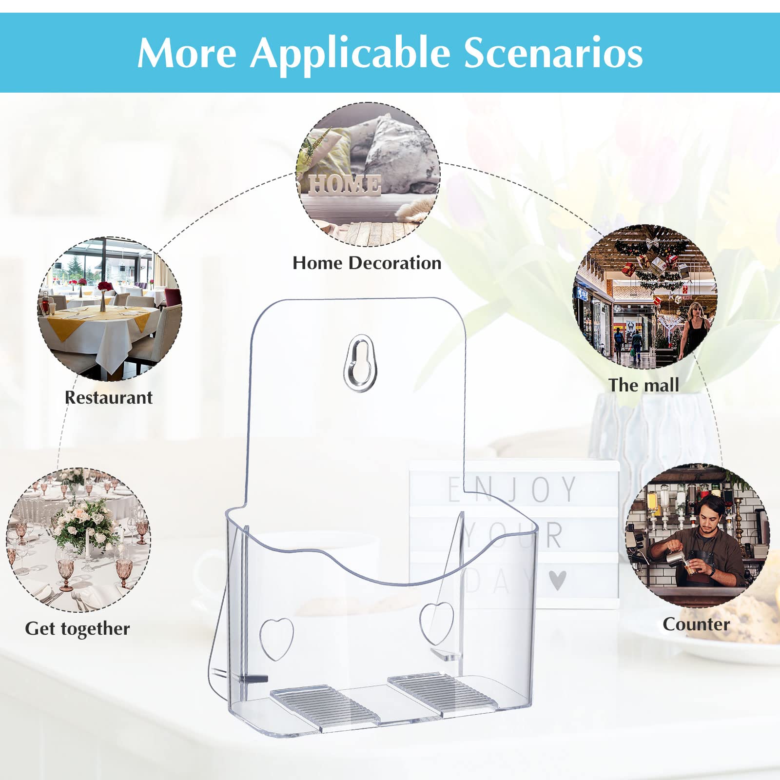 Chinco 10 Pieces Acrylic Brochure Holder Bulk 6 x 8 Inches, Clear Literature Holder Plastic Flyer Display Stand for Pamphlet Vendors Magazine Document Booklet Menu Trifold Wedding Party