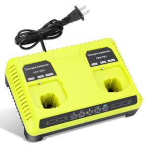 p117 dual slot 18v battery charger for ryobi 18v battery, charger replace for ryobi battery charger p118, compatible for ryobi one+ lithium nicd nimh batteries