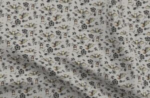 spoonflower fabric - bat pattern grey flowers wild hearts animals bats decor printed on petal signature cotton fabric fat quarter - sewing quilting apparel crafts decor