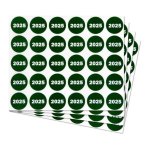 3 pack of 900 labels - 2025 year stickers, 0.75 inch circle dot, color coded green 2025 year labels/class of 2025 stickers/book keeping/office organization inventory