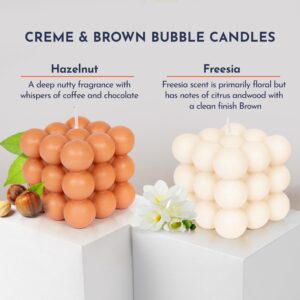 Loftern Scented Bubble Candle - Handmade, Natural Soy Wax Based, Uniquely Aesthetic Shaped Candles - Decorative Candles for Home Decor, Velas Aromaticas (Creme+Brown)